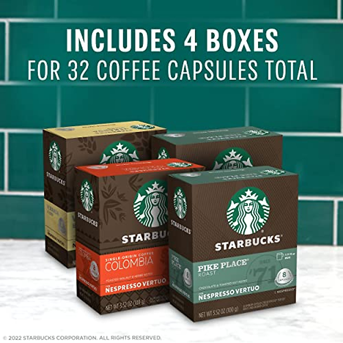 Starbucks by Nespresso Blonde & Medium Roast Variety Pack Coffee (32-count single serve capsules, compatible with Nespresso Vertuo Line System)