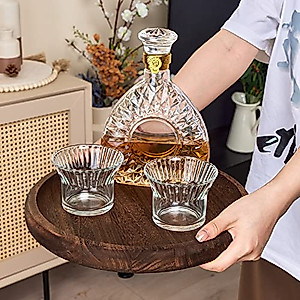 Yangbaga 11.8InWood Rustic Round Decorative Serving Tray，Ottoman Centerpiece Candle Holder Trays ，Farmhouse Tray for Kitchen Countertop& Home Decor &Coffee Table