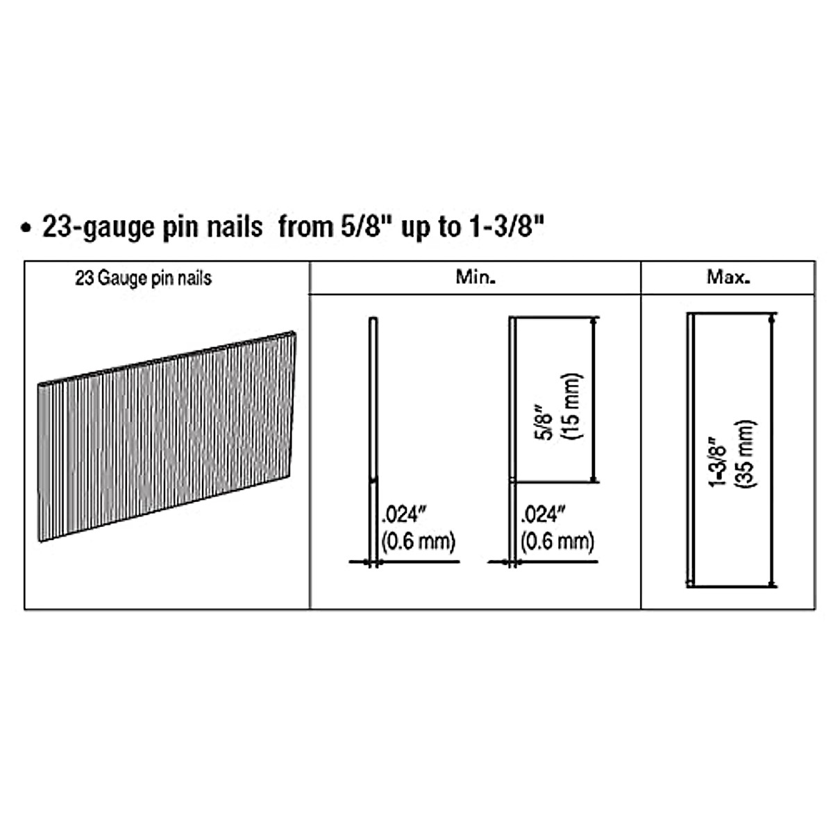 Carpenter CP635 23 Gauge 1-3/8 inch Pin Nailer | Pneumatic | 23 Gauge Pin Nails from 5/8-Inch up to 1-3/8-Inch | Pinner