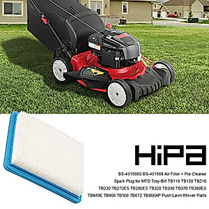 BS-491588S BS-491588 Air Filter + Pre Cleaner Spark Plug for MTD Troy-Bilt TB110 TB130 TB210 TB230 TB270ES TB280ES TB320 TB330 TB370 TB380ES TB449E TB466 TB566 TB672 TB866XP Push Lawn Mower Parts