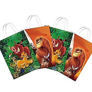 ANYMONYPF 16 Packs of Lion Paper Bag Theme Party Gift Bag Birthday Gift Bag Snack Candy Bag Childrens Party Supplies