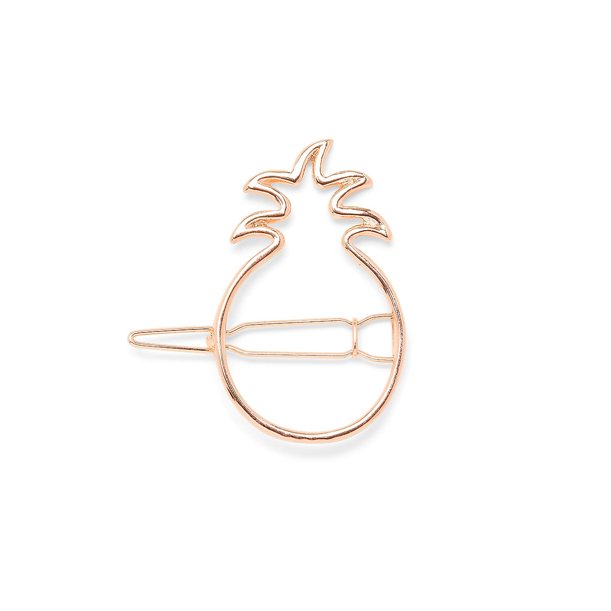 Pura Vida Rose Gold Pineapple Hair Barrette - 100% Brass Base, Stylish Clip Design - 2 Inches