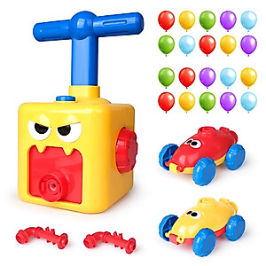 Vanmor Power Balloon Car Toy for Kids, Children Inertial Balloon Powered Car Science Intelligence Education Toy, DIY Inflatable STEM Balloon Pump Cars Racer Kit Gift for Boys Girls