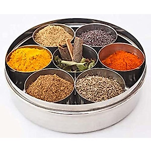SHREESHANAIK Stainless Steel Masala Box,Stainless Steel Masala Dabba, Stainless Steel Spice Container, Indian Kitchen Spice Box for Chefs