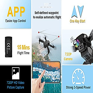 Mini Drone with Camera for Adults - Christmas Toy Gift for Teenage Boy Girl Kids Beginner Age 8-10-12 Years Old - RC Quadcopter Multirotors | Foldable UAV | WiFi HD FPV Live Video | One Key Take Off/Land | Altitude Hold | Headless Mode | 360° Flip | Carry