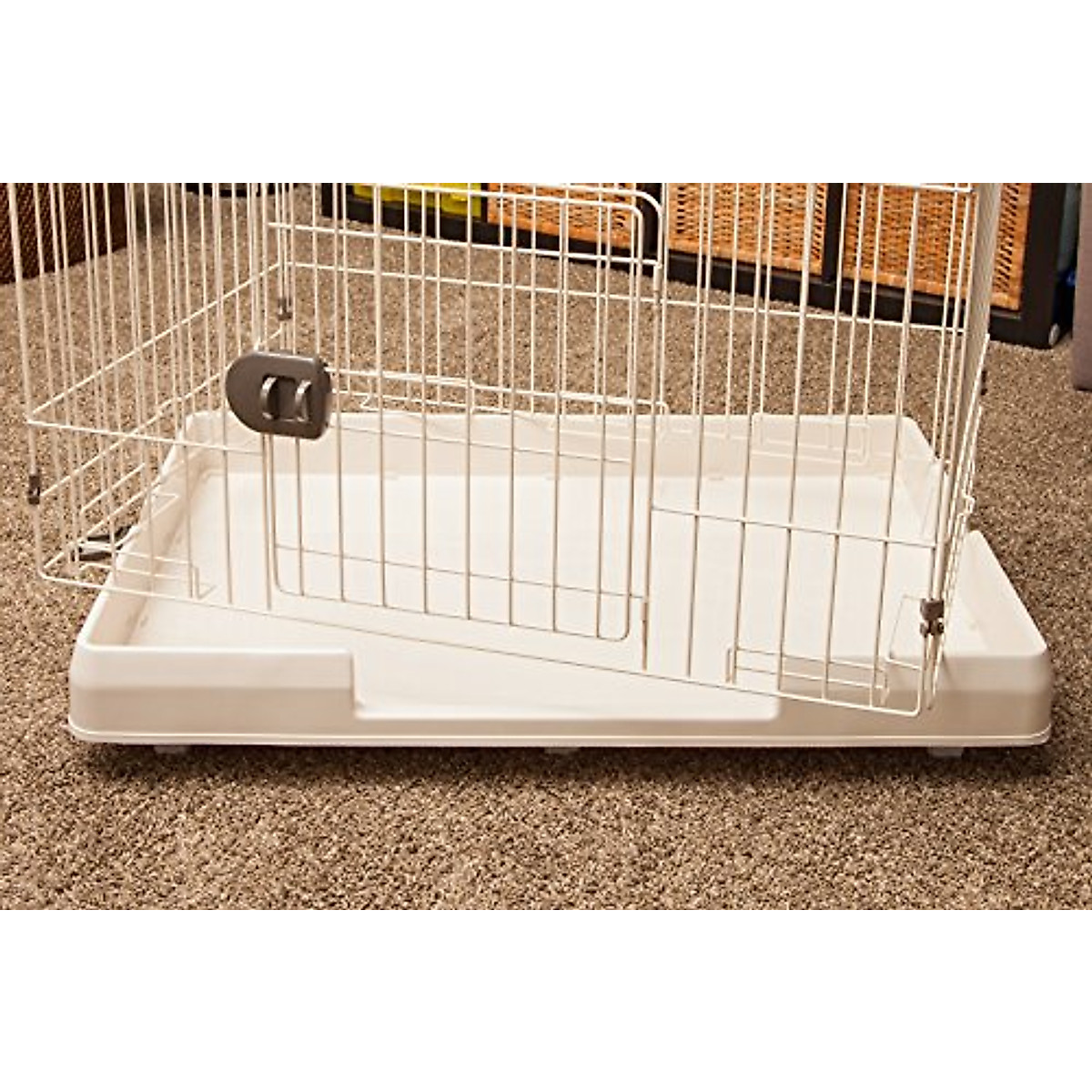IRIS USA Medium Portable Wire Animal Cage, Easy Assembly Wire Dog Crate Animal House with Removable Casters and Top Access, Almond/Brown