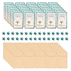 Smiling Wisdom - Bulk 30 Sets - Starfish Story You Make a Difference - Employee Appreciation Mini Greeting Card and Keepsake Gift Sets - 90 Pieces (Starfish - Kraft Envelopes)