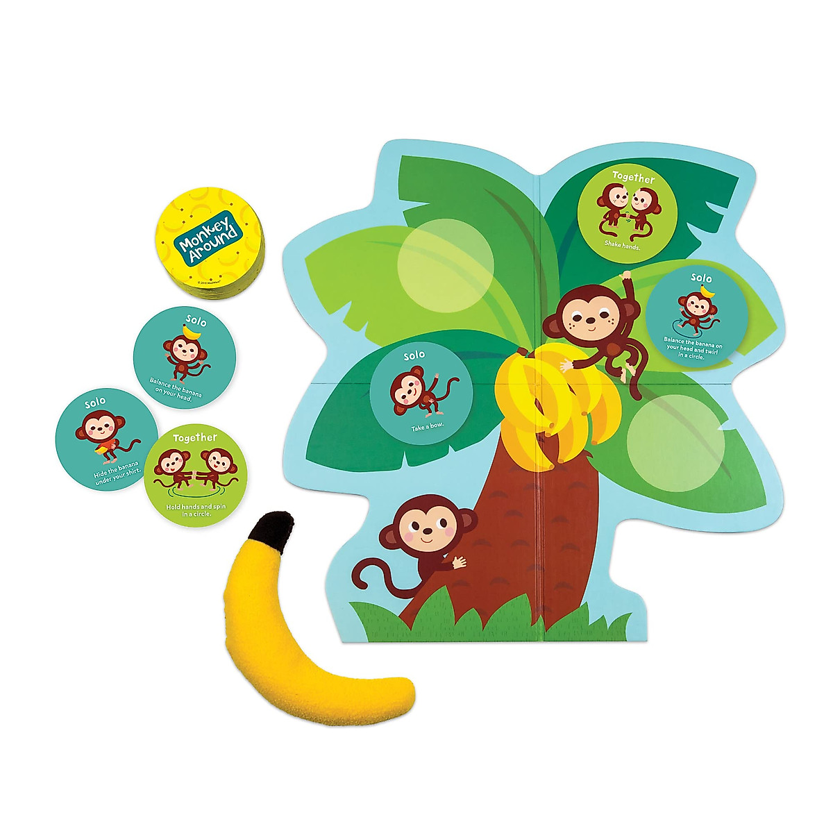 Peaceable Kingdom Monkey Around Toddler Game & Wiggle, Giggle, Monkey Around! Board Book Set – Encourage Movement, Gross Motor Skills and Interactive Play