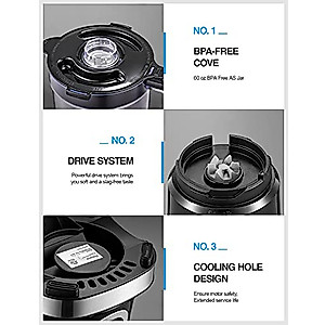 Professional Countertop Blender for High-Speed Shakes, Smoothies, Juicing & More - Crush Ice, Frozen Fruit, and More with 4 Stainless Steel Blades & 60oz Jar - Easy to Clean, Perfect for Kitchen Use (Black)