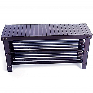 SoSo-BanTian1989 Bamboo Free Standing Shoe Rack, Bathtub Side Table Shoes Organizer Shelf for Entryway Hallway Corridor Living Room (Dark Coffee)