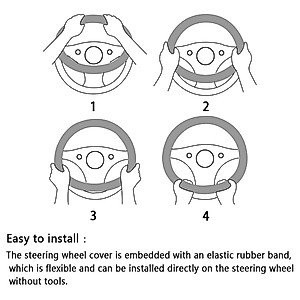 OFBAND Breathable Car Steering Wheel Covers,Anti-Slip Leather Steering Wheel Cover with Elastic for Car Decorations,Universal Car Accessories Interior 15 Inch Steering Wheel Protector (Black Blue)