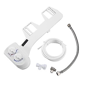 Absbidet Attachment for Toilet, Double Knob Toilet Bidet with Self Cleaning Function, Simple Installation ABS Attachment Single Nozzle Bidet for 2 Piece Toilet(G3/8)