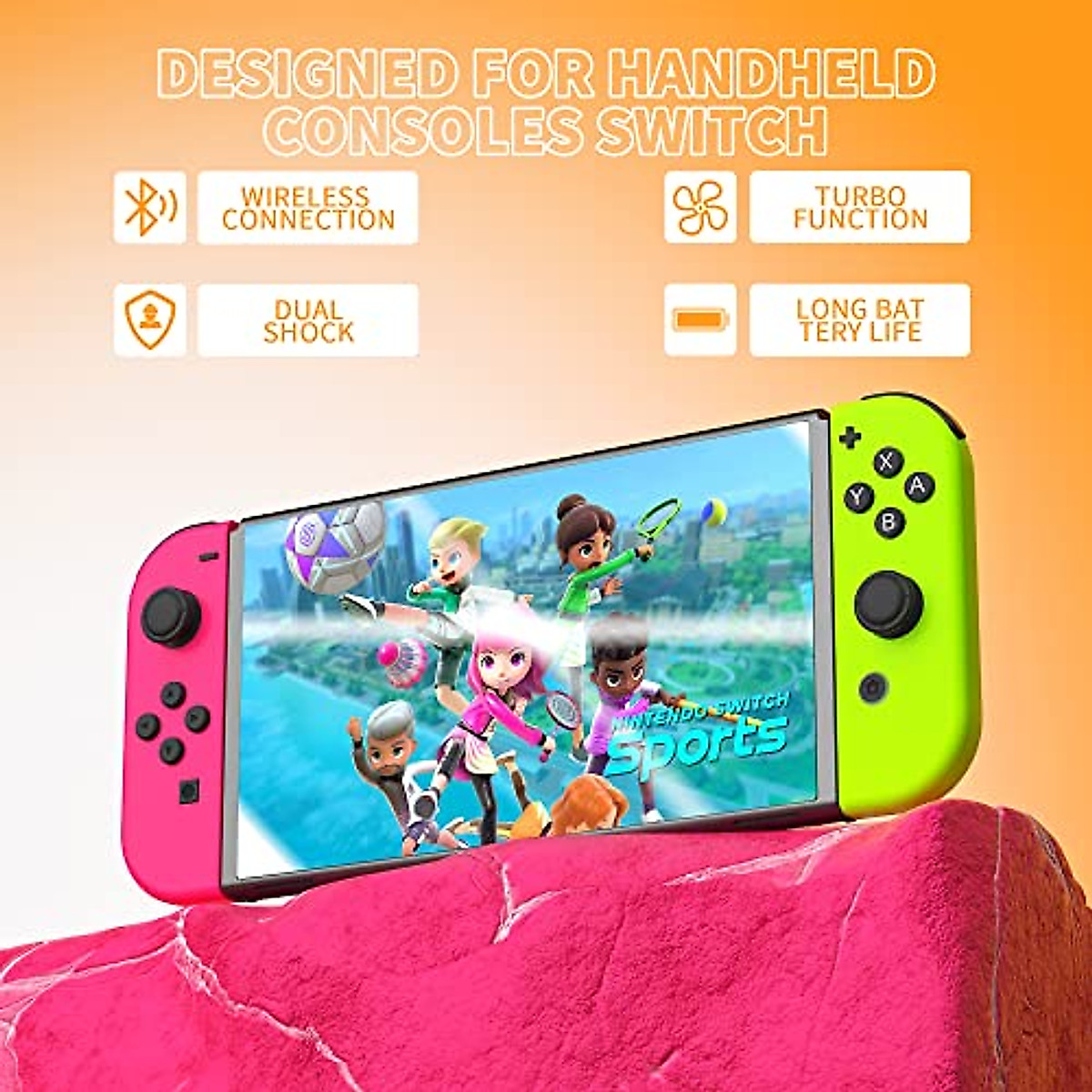 WWOKIND Joy Con Controller Compatible for Switch, Wireless Joypad Replacement for Switch Joycon, Left Right Remote for Switch Controllers Joycon(Pink and Green)