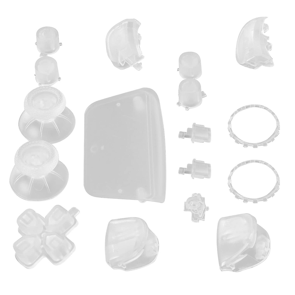 Yoidesu Game Controller Buttons, Replacement Buttons L2 R2 Full Buttons Set Replacement Repair Kit for Game Controller(Transparent White)