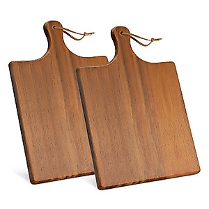 AIDEA Wood Cutting Board Large Charcuterie Board with Handle(17"x11") 2Pack Dark Brown
