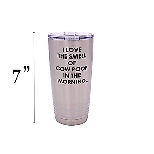 Rogue River Tactical Funny Farmer I Love the Smell of Cow Poop In The Morning Large 20 Ounce Travel Tumbler Mug Cup w/Lid Sarcastic Country Farming Gift