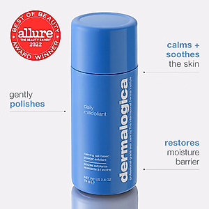 Dermalogica Daily Milkfoliant, Face Exfoliator, Powder Scrub Exfoliant with AHA and BHA - Calming, Polishing and Hydrating Skin, Oat-Based, Vegan Product, Travel Size, 0.45 fl oz