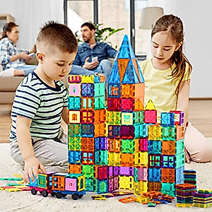 Anbalulu Magnetic Tiles, Magnetic Blocks for Kids, Magnet Building Set, Stacking Blocks, Preschool Stem Construction Building Set 100 Pcs
