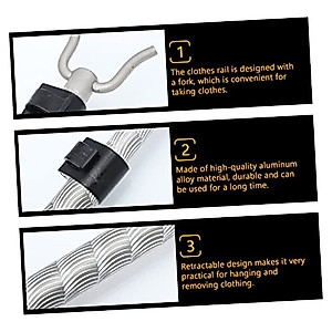 CAXUSD Clothes Pole Adjustable Curtain Rods Outdoor Clothesline Heavy Duty Tension Rod Home Clothesline Rod Hanger Reach Pole Curtain Pull Alloy Silver Simple Pole for Clothes Light Shot