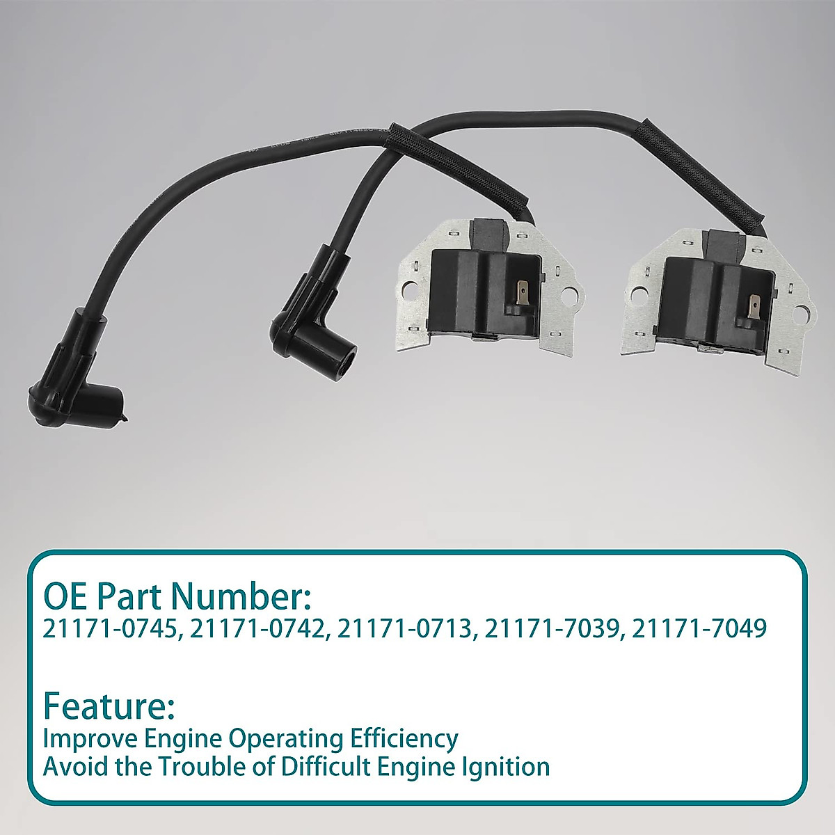 Ignition Coil Pack 2pcs Compatible With Kawasaki FH601V FH641V FH661V FH680V FH721V Replaces# 21171-0745, 21171-0742