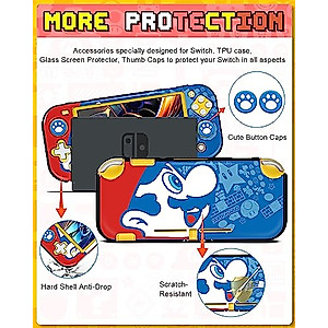 Xinocy for Nintendo Switch Lite 7 in 1 Storage Accessories Kit with Travel Carrying Case+Switch Lite Protective Cover+Game Case Holder+Strap+Sticker+2 Thumb Caps Cute Shell for Boys Kids Girls -Blue