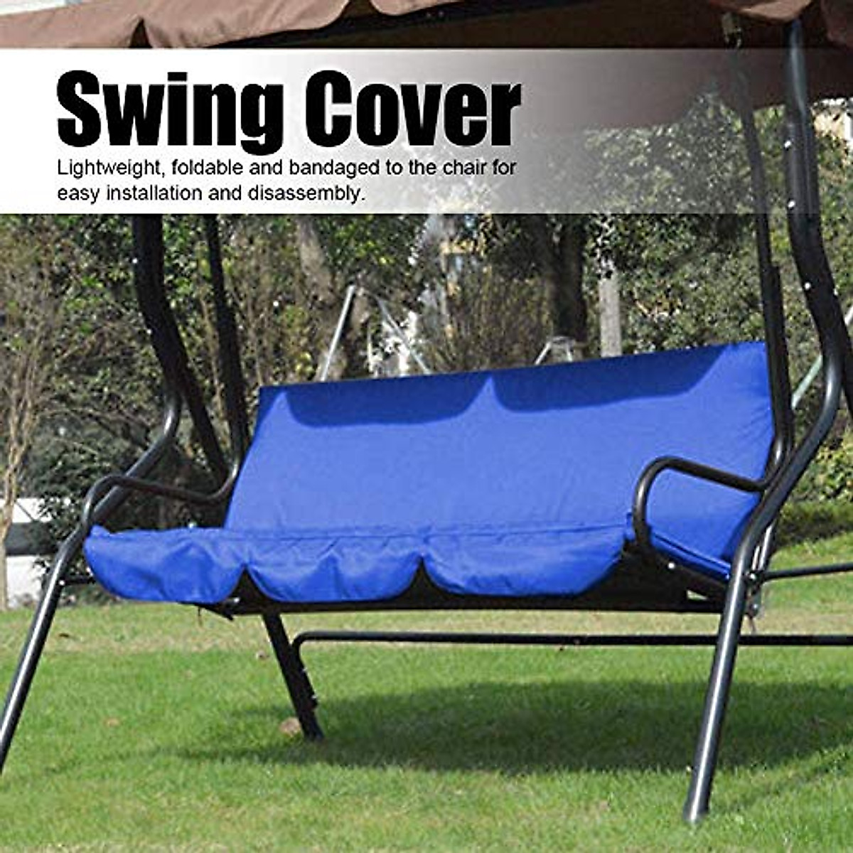 Vikye Swing Cushion Cover, Multiple Colour Swing Waterproof Cushion Replacement 3Seat Chair Seat Cover for Outdoor Swing(Dark Blue (Supplier Specification: Blue))