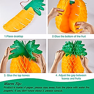 14 Pieces Honeycomb Fruit Tissue Paper Decoration Tissue Paper Pineapple Table Centerpieces Hanging Honeycomb Strawberry Paper Decor for Birthday Wedding Party Home Decoration