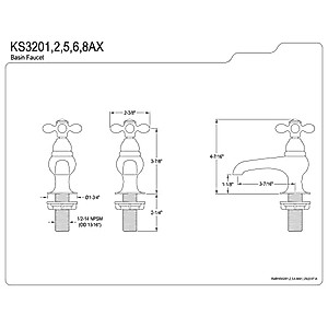 Kingston Brass KS3202AX Restoration Basin Tap Faucet, Polished Brass