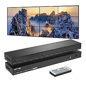 MT-VIKI 4x3 Video Wall Controller 3x3, Support 1080p 60Hz HDMI Output and 1 Input for 12 TV Splicing Display, 12 Channel Video Wall Processor