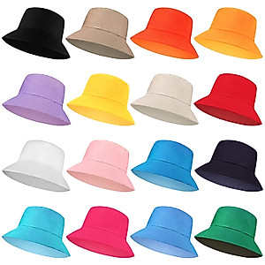 Haysandy 16 Pieces Solid Color Summer Bucket Hats for Women Unisex Packable Summer Travel Beach Sun Hat Set Lightweight Fishman Cap for Summer Holiday Travel Beach Vacation, Multicolor, One Size