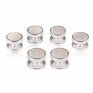 Cuff-Daddy Solid 925 Sterling Silver Mother of Pearl Shirt Stud Set - 6 Studs