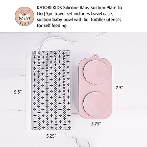 KATORI KIDS Suction Plate for Baby To Go | 5pc Travel Silicone Baby Plate Feeding Set with Travel Bag | Toddler Plate | Baby Travel Essential | Baby Bowl | Platos para Bebes