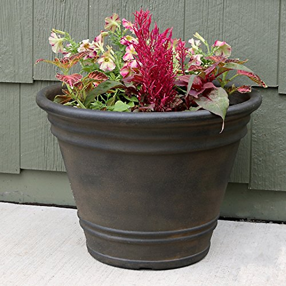 Sunnydaze Franklin Flower Pot Planter - Outdoor/Indoor Unbreakable Polyresin - UV-Resistant Sable Finish - Single - Large 20-Inch Diameter