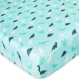 Crib Sheets for Boys or Girls 2-Pack, Fitted Sheet 52'' x 28'' Standard & Toddler Mattres, Soft and Breathable Material, Baby Neutral, Dinosaurs Ocean