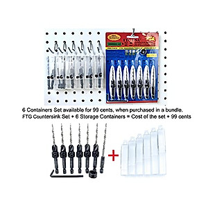 FTG USA Countersink Drill Bit Set 6 Pc #6(9/64") Wood Countersink Drill Bit, Pro Pack Countersink Bit, 1 Extra Tapered Drill Bit, 1 Stop Collar, 1 Hex Wrench and 3 Replacement Tapered Bits 9/64"