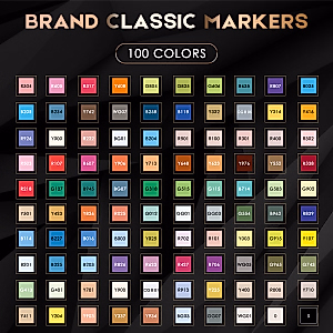 Caliart 100 Colors Artist Alcohol Markers Dual Tip Art Markers Twin Sketch Markers Pens Permanent Alcohol Based Markers with Case for Adult Kids Coloring Drawing Sketching Card Making Illustration