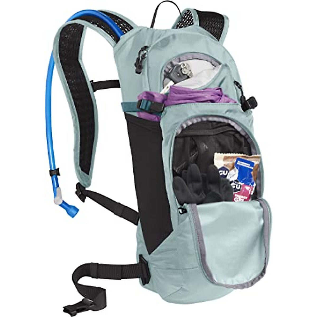 CamelBak Women's Lobo 9 Bike Hydration Pack - Helmet Carry - Magnetic Tube Trap- 70oz, Blue Haze/Black