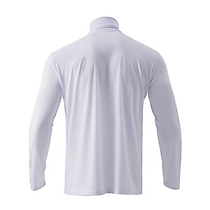 Men Slim Long Sleeve Turtleneck T-Shirt Thermal Underwear Pullovers Lightweight Casual Pure Color Tops White Long Sleeve Medium