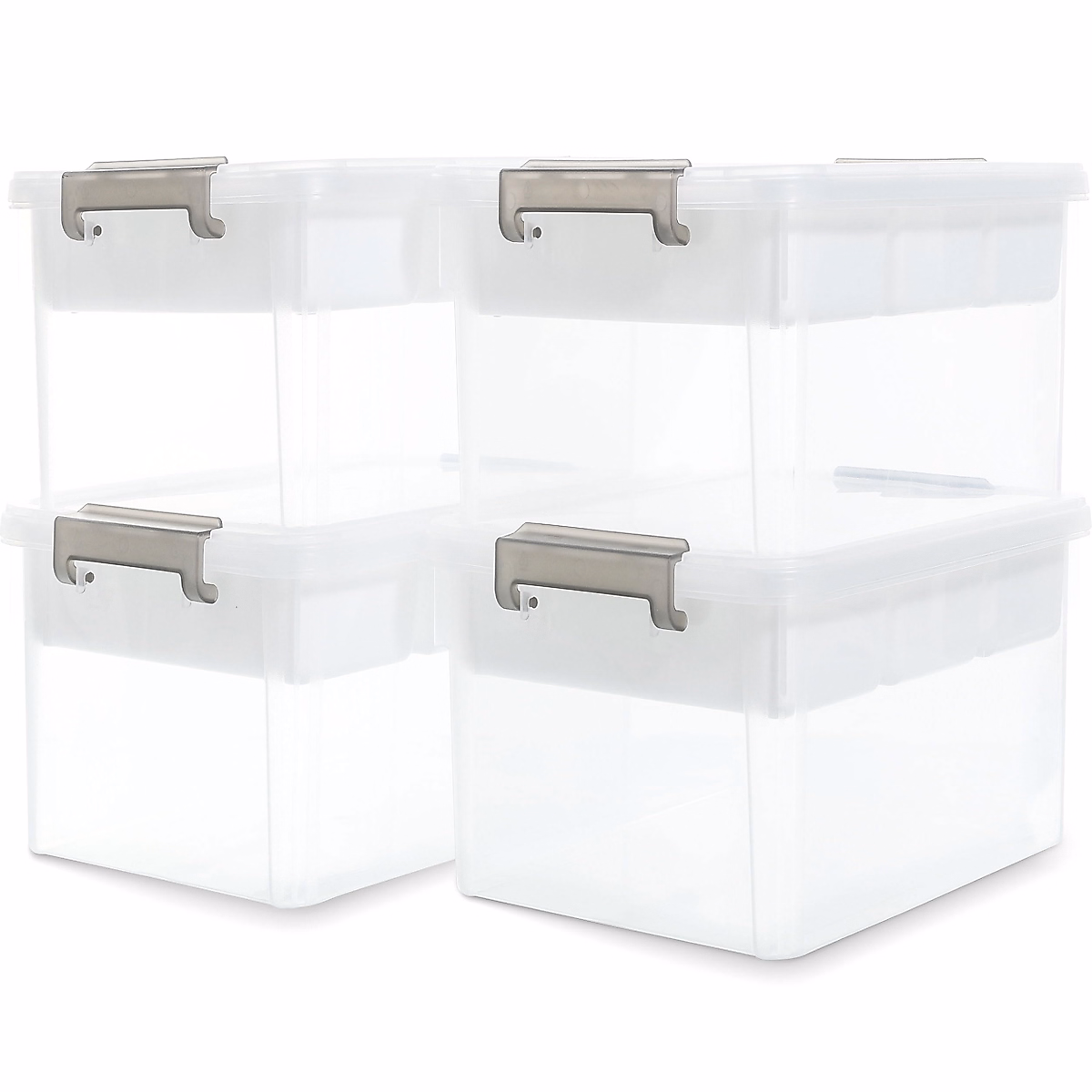 Citylife 17 QT Storage Box with Removable Tray Closet Organizers and Storage Clear Storage Container for Organizing, Craft, Tools, Files, Office Supplies, 4 Packs