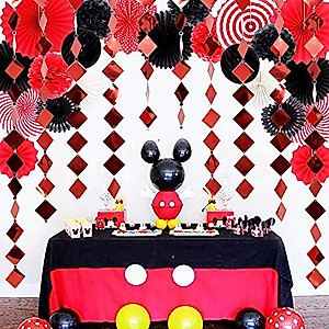 5 Pack Glitter Red Diamond Garland Mirror Hanging Banner Party Decorations for Baby Shower Birthday Wedding Supplies Home Décor (Red)