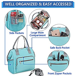 Large Lunch bag, Wide-Open Reusable Lunch Box for Men and Women with Removable Strap Adult Lunch Tote for Work College Travel Picnic VONXURY