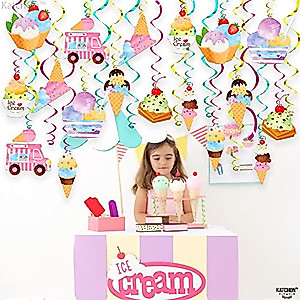 Hanging Ice Cream Party Decorations - Pack of 48, No DIY | Ice Cream Hanging Swirl Decorations | Ice Cream Themed Birthday Party Supplies | Ice Cream Decorations, Birthday, Baby Shower, Gender Reveal