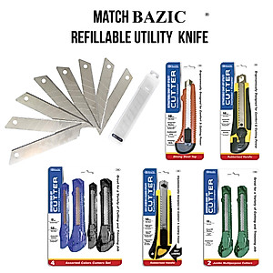BAZIC 18mm Replacement Blade, Wider Utility Knife Cutter Blade, Tube Storage Box (8/Pack), 1-Pack