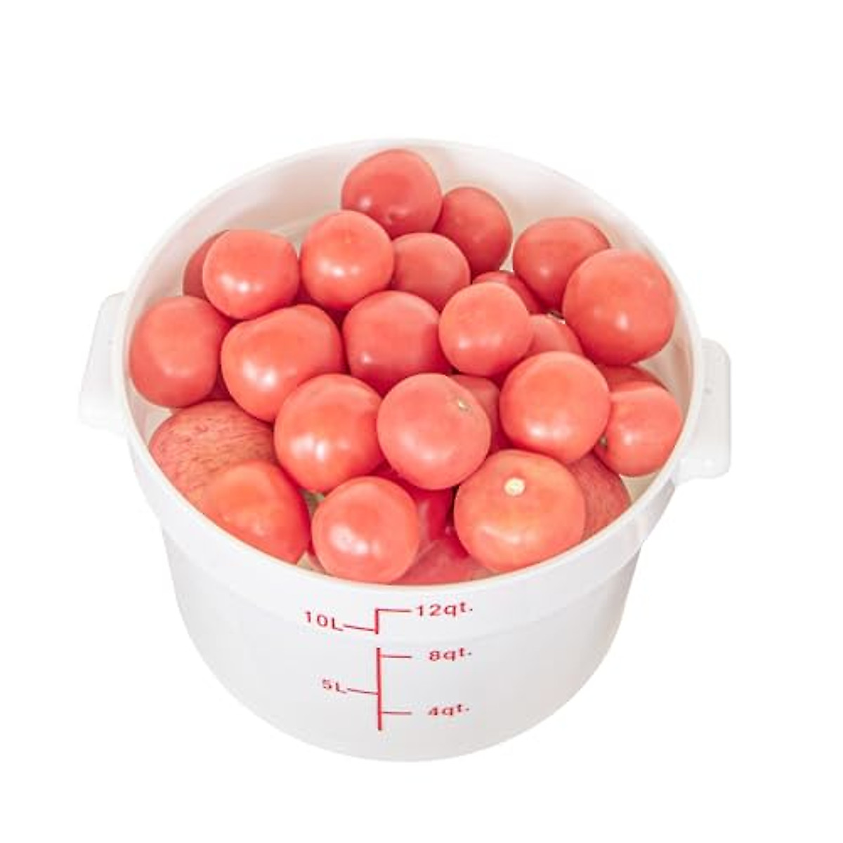 Restaurantware-Met Lux 12 Quart Food Storage Container, 1 White Storage Container - Lids Sold Separately, Red Volume Markers, Dishwashable Container, Side Handles, For Storing Foods