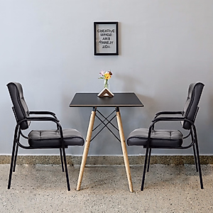 ZenStyle Set of 2 Office Leather Guest Chairs with Padded Arm Rest, Reception Chairs Executive Side Chair with Bonded Leather and Black Metal Frame for Waiting Room, Conference, Reception Meeting