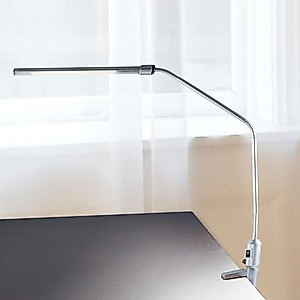 Desk Lamp with Clamp - Modern Contemporary LED Clip on Light for Desk or Table - Accessories for Home Office or Dorm Room by Lavish Home (Silver)