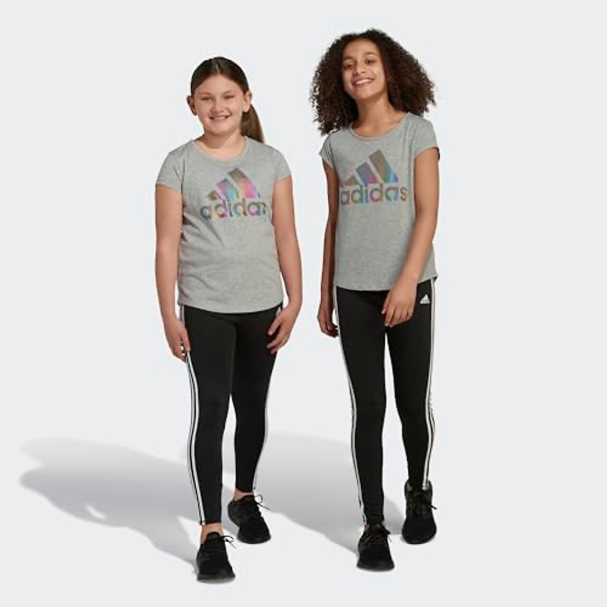 adidas girls Short Sleeve Scoop Neck Tee T-shirt T Shirt, Grey Heather, X-Large US