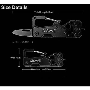 QISVVE Carabiner Key Ring Clip, Car Keychain Clip, Bottle Opener EDC Key Chain for Men and Women Black
