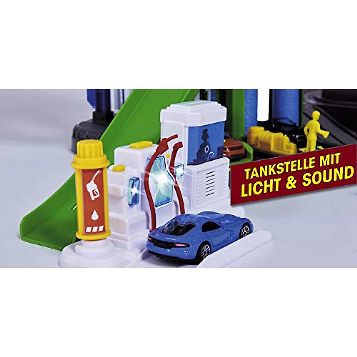 DICKIE TOYS: Majorette Super City Garage Playset with 6 Die-Cast Cars, Parking Building Play World on Seven Floors, 6 Light and Sound Effect Systems, For Ages 3 and up , 128 x 78 x 73 cm