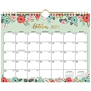 2023-2024 Wall Calendar - 18 Monthly Calendar 2023-2024, February 2023 - June 2024, 11" x 8.5", Twin-Wire Binding + Hanging Hook + Thick Paper + Unruled Blocks with Julian Dates - Floral